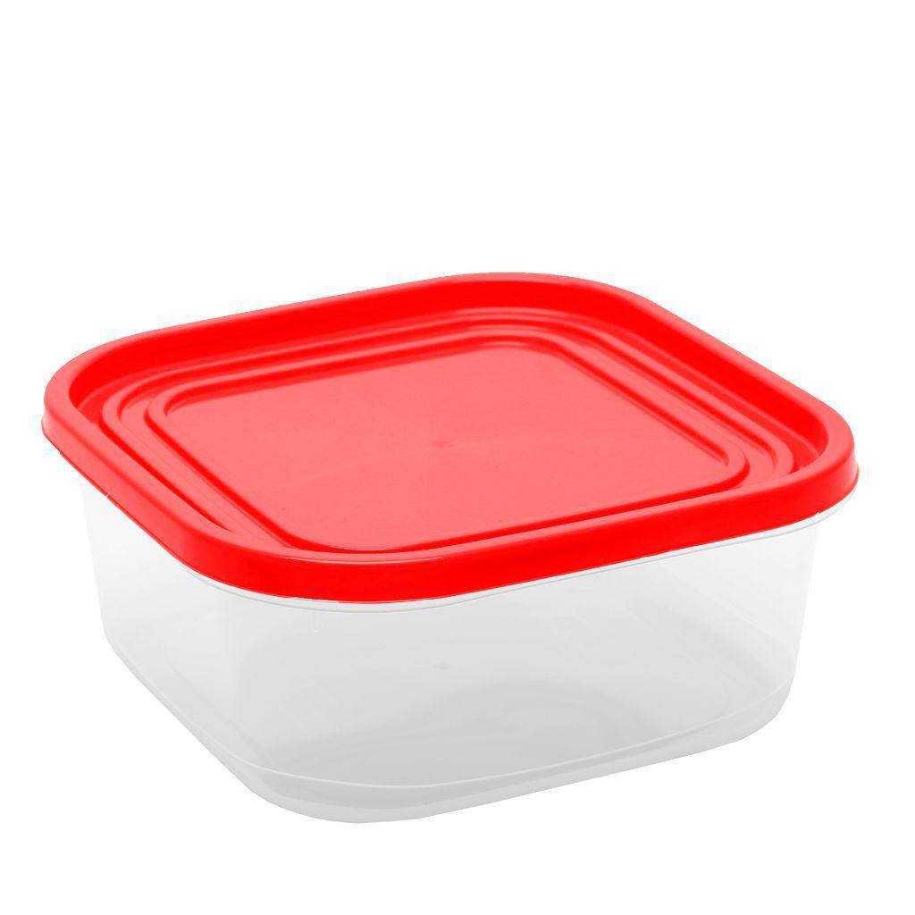 Pote Quadrado Plástico 1050ml Transparente com Tampa Colorida Fundo ...