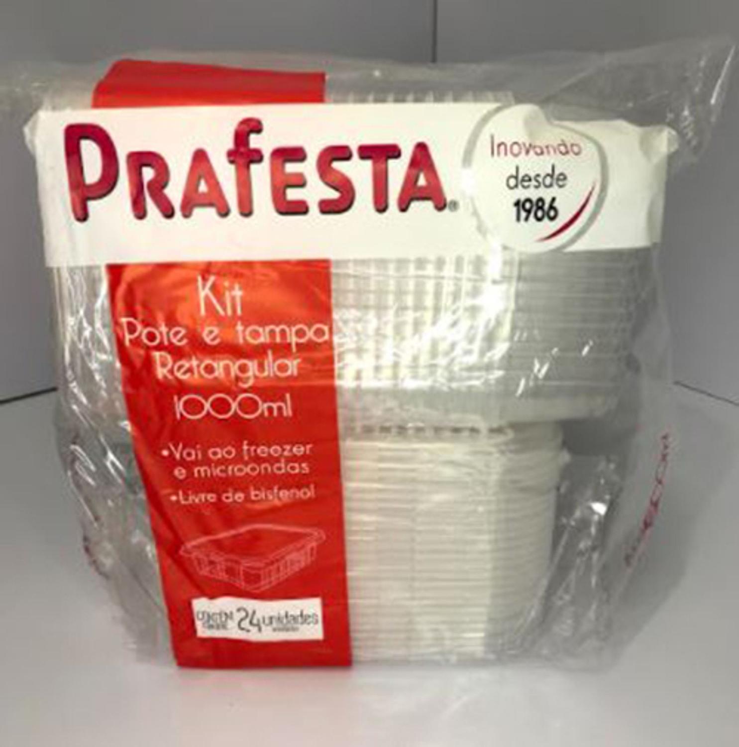 Pote retangular 1000 ml c/tampa - 24 unidades - embalagem alimentos (14281) - Prafesta - Pote ...