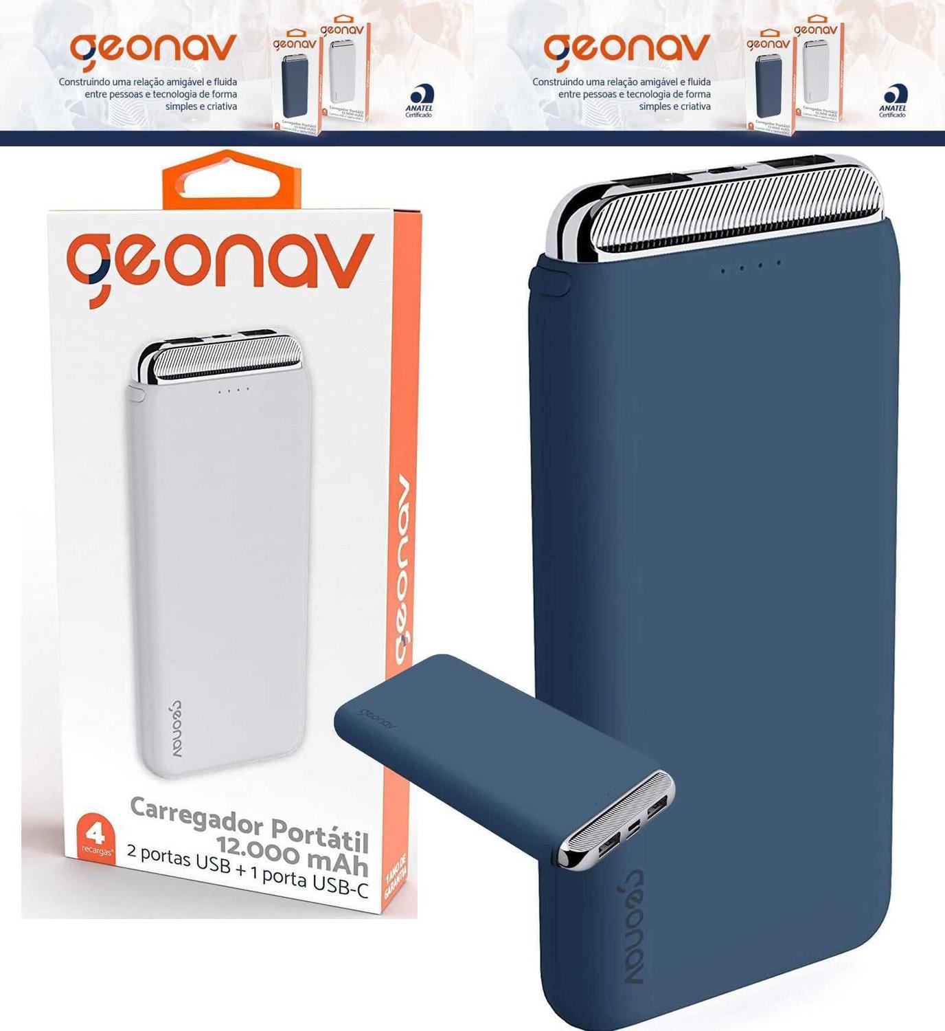 Power Bank 12K Azul Pb12Kmb - Geonav - Carregador Portátil - Magazine Luiza