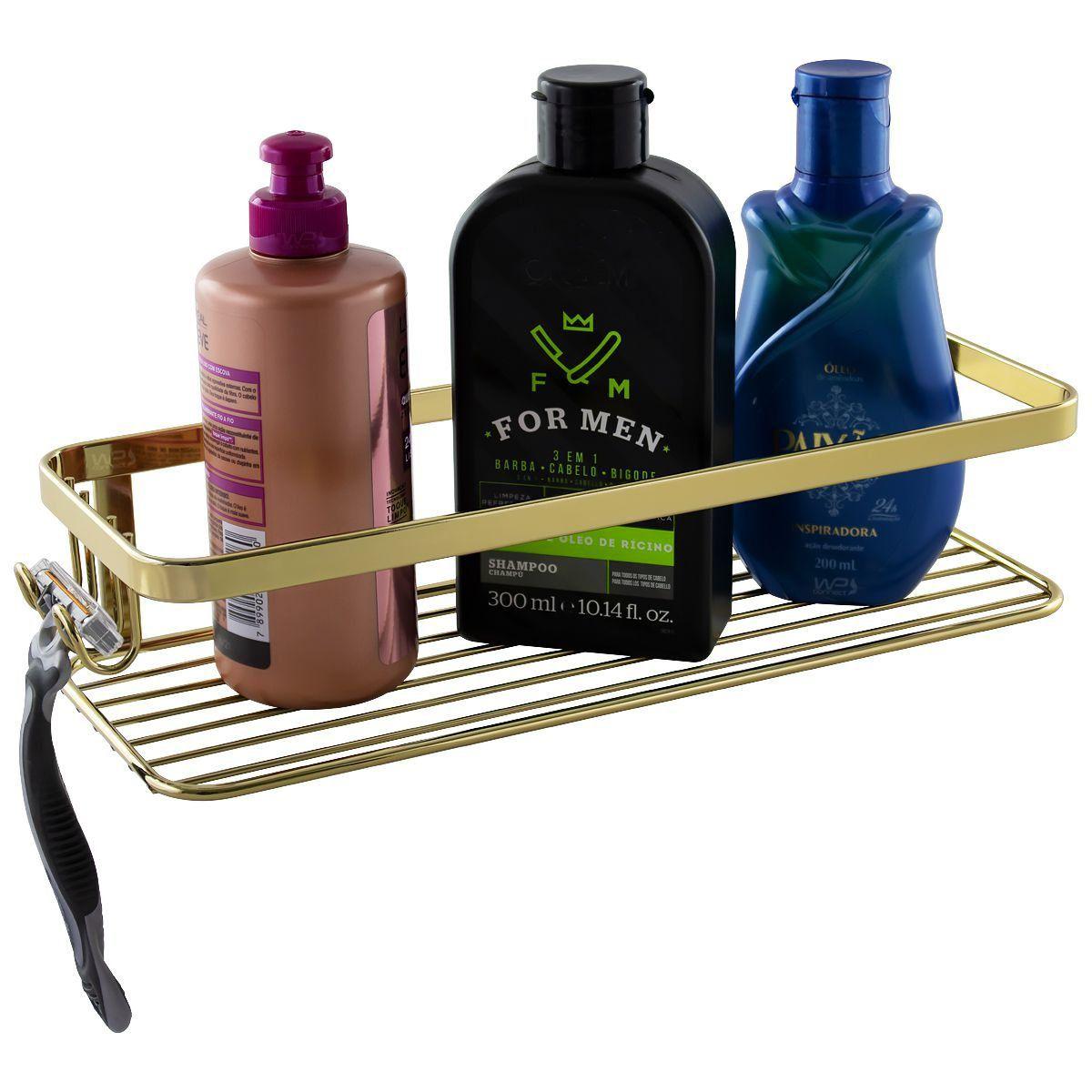 Prateleira Porta Shampoo Barbeador Banheiro Dourado - Future ...