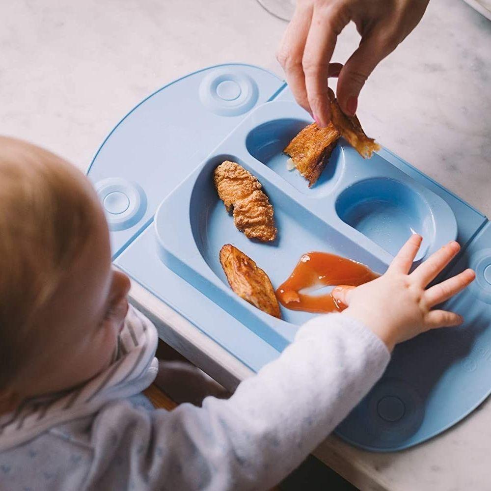 Prato De Silicone Para Bebê Azul Mimo Style - Prato Infantil - Magazine ...