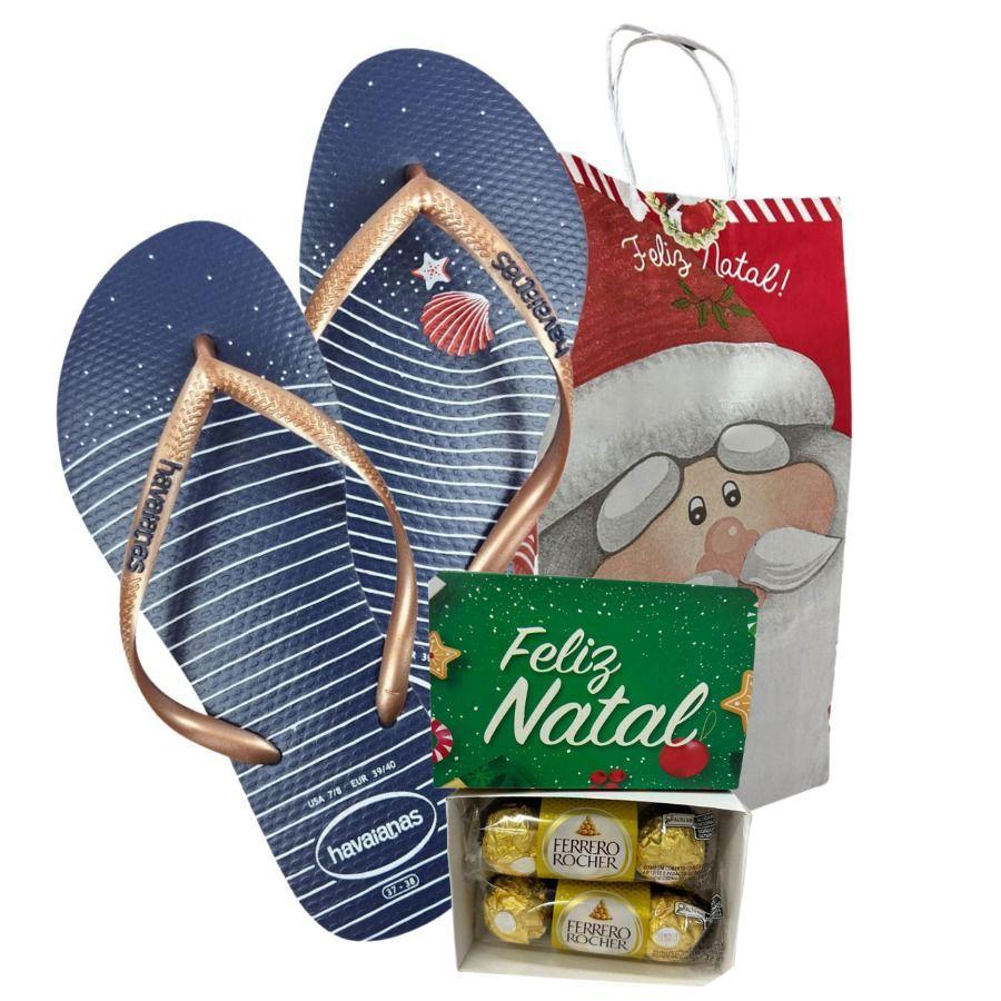Luzes De Natal Havaianas Chinelo Feminino Top + Placa + Ponto De Luz