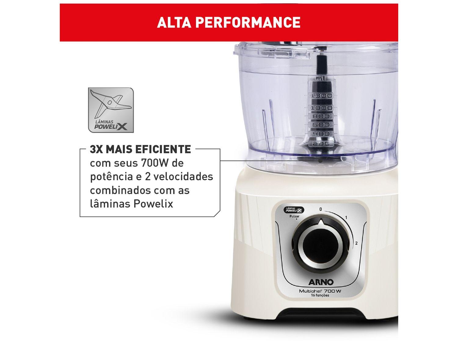 Processador de Alimentos Arno 700W Marfim Multichef MP62 16 Funções