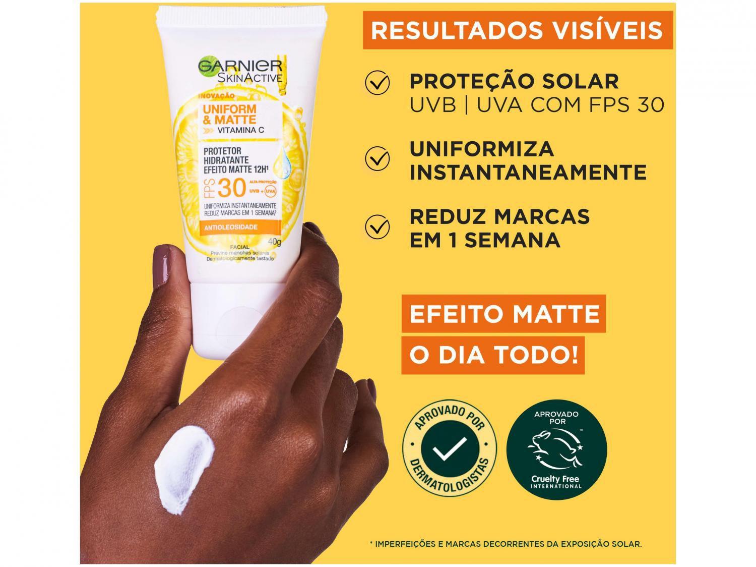 Protetor Hidratante Facial Garnier Uniform & Matte Vitamina C FPS 30 40g