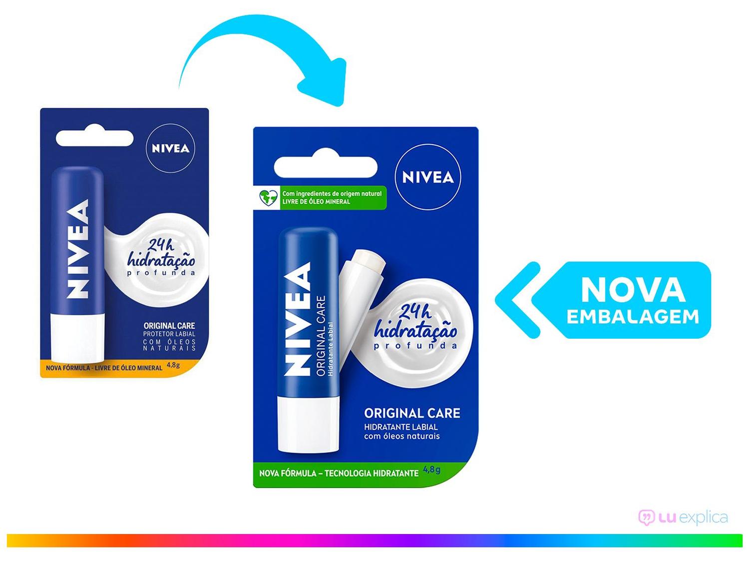 Protetor Labial Nivea Original Care Hidratação Profunda 4,8g