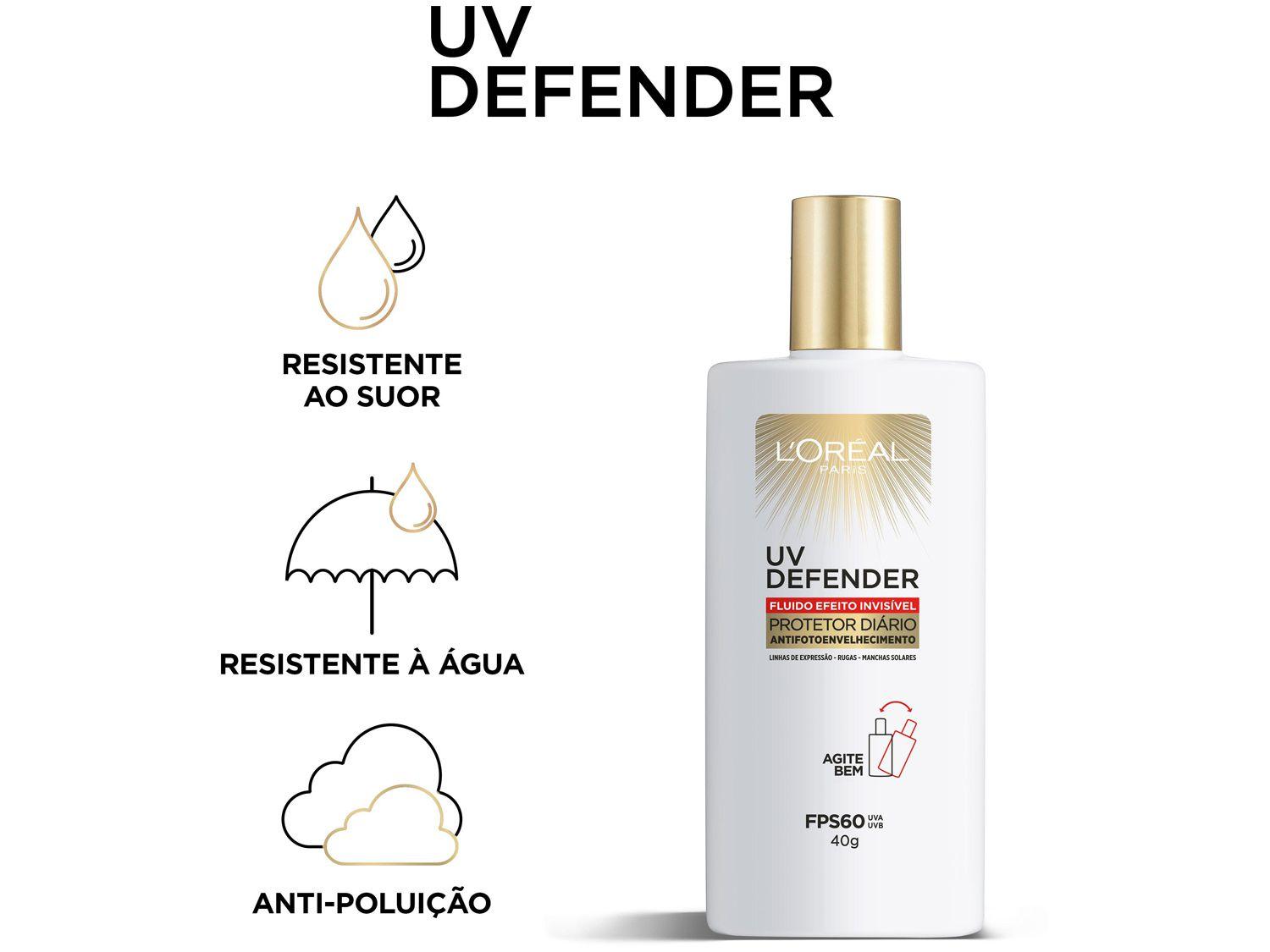 Protetor Solar Facial Loreal Paris UV Defender Fluido FPS 60 40g