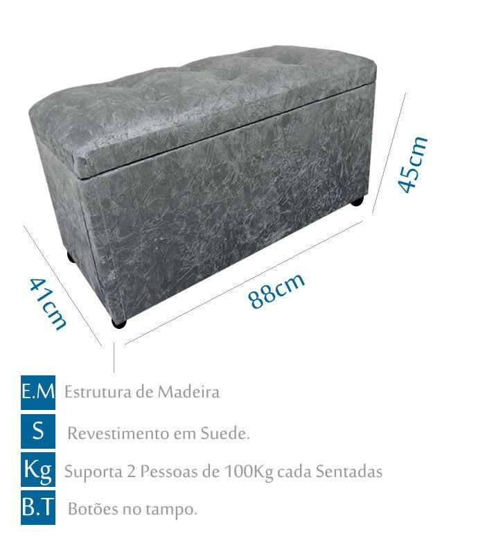 Puff bau retangular suede cinza - Fabrica de Puff - Puff Baú - Magazine ...