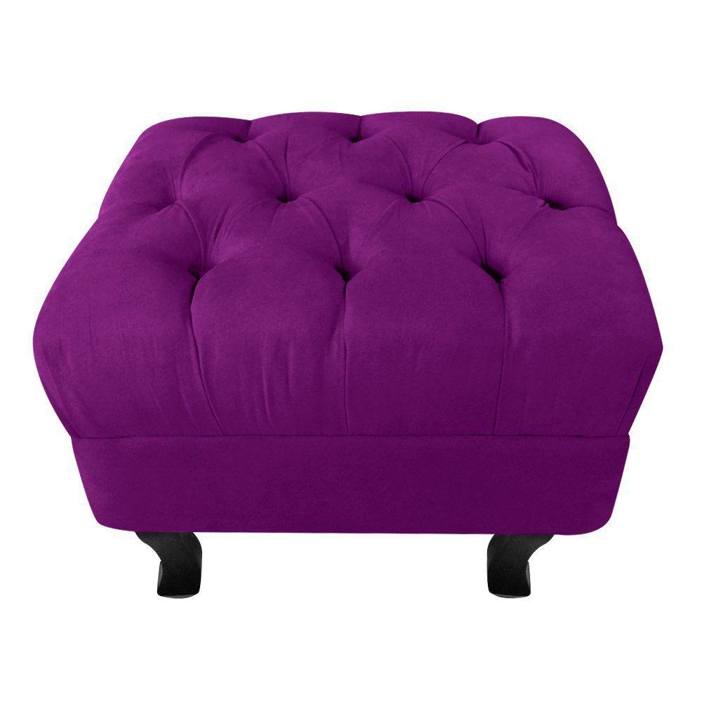 Puff Baú Retrô Luis XV Suede Roxo - D'Rossi - Puff Baú - Magazine Luiza