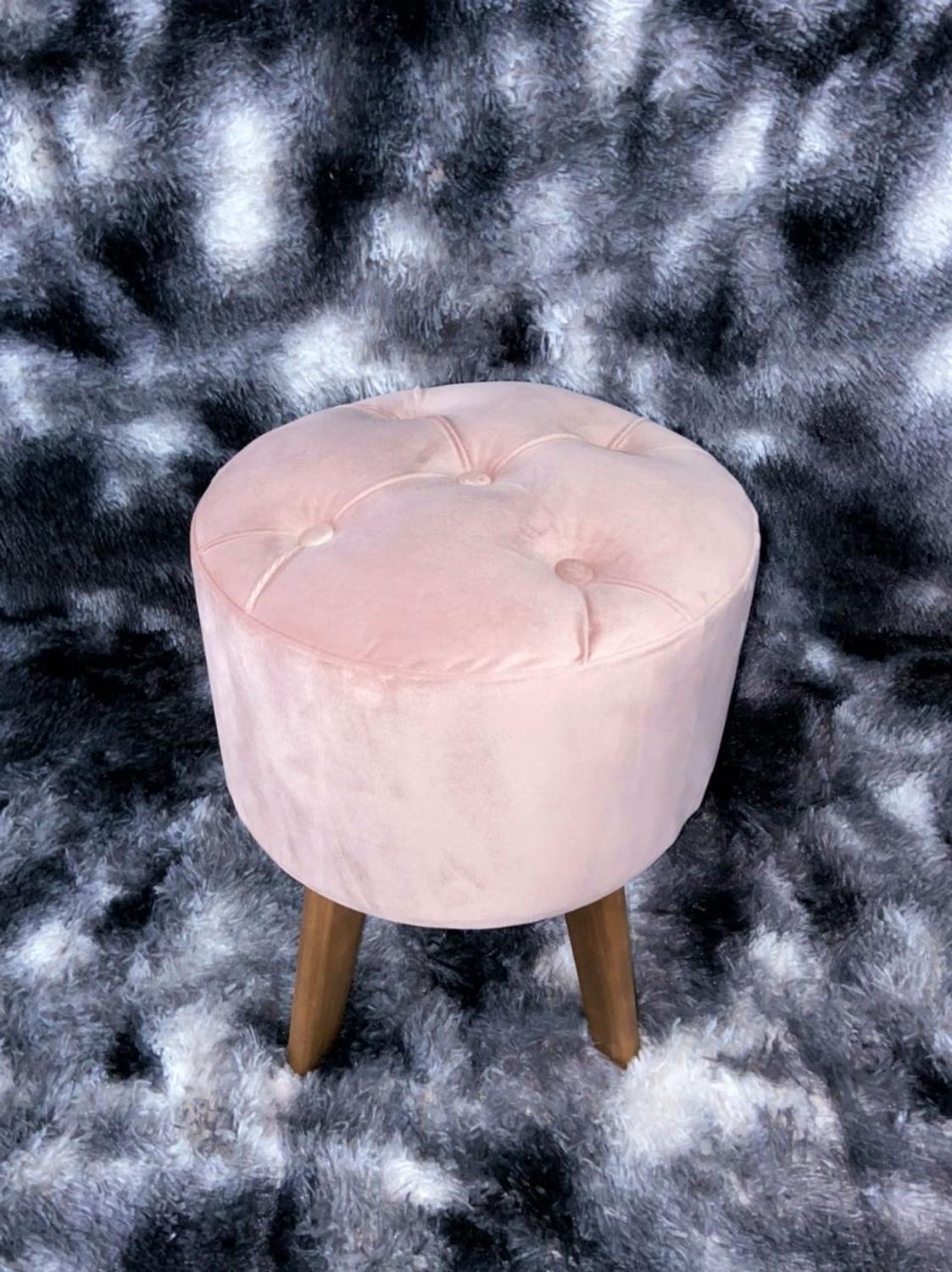 Puff Capitone Redondo-tecido Veludo-pés Em Madeira De Pinus. - Cir ...