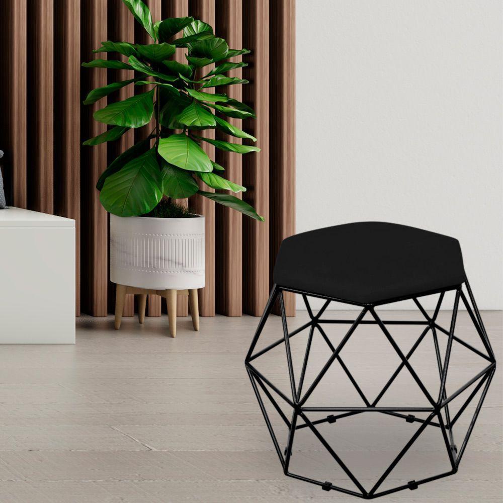 Puff Decorativo Aramado Preto Six Suede Preto - Lyam Decor - Puffs ...