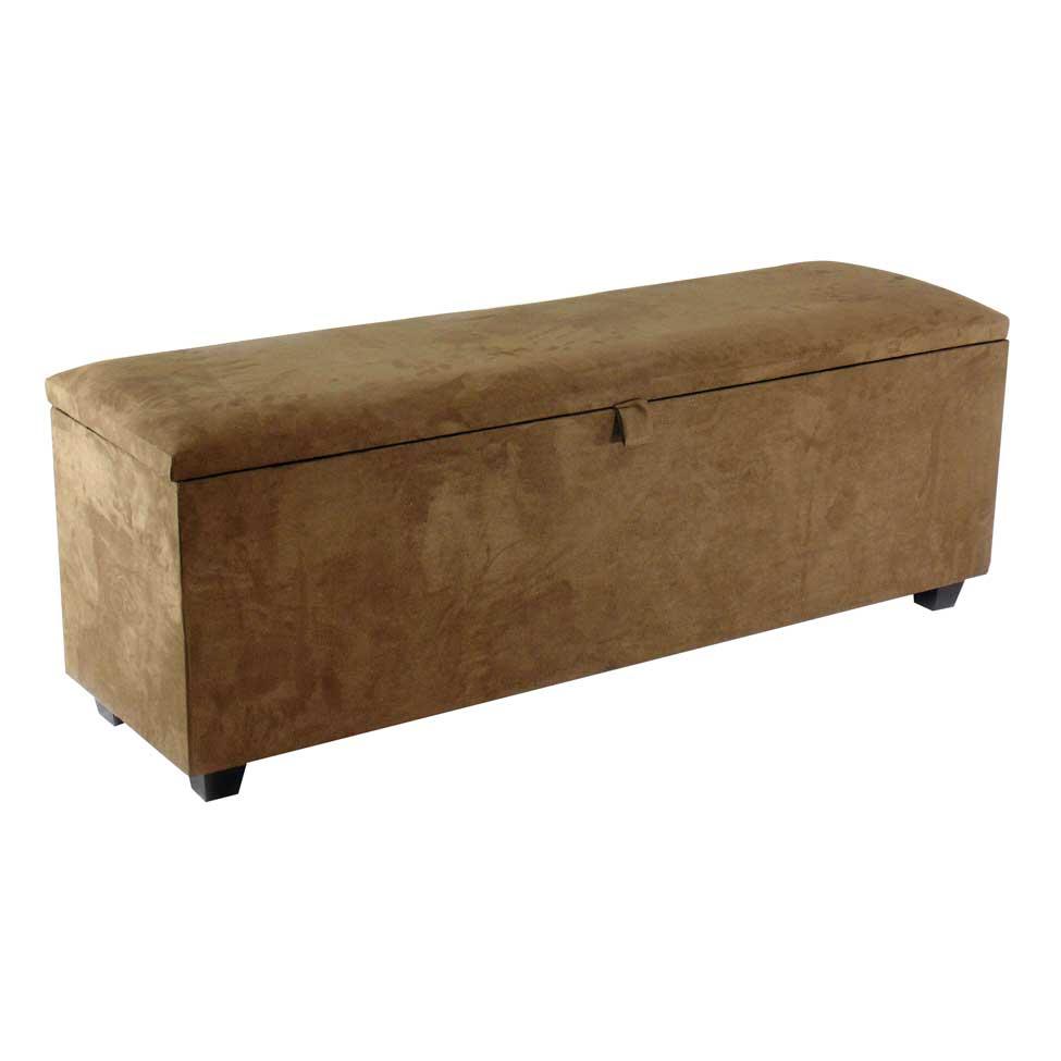 Puff Retangular com Báu Premium 160 cm Suede Marrom - Absolut - Puffs ...
