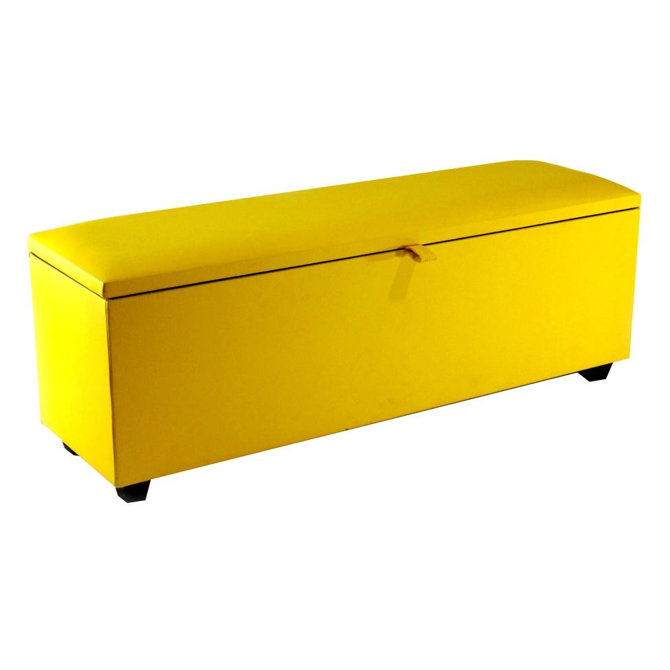 Puff Retangular com Baú Ultra 140 cm Couro Sintético Amarelo - Absolut ...