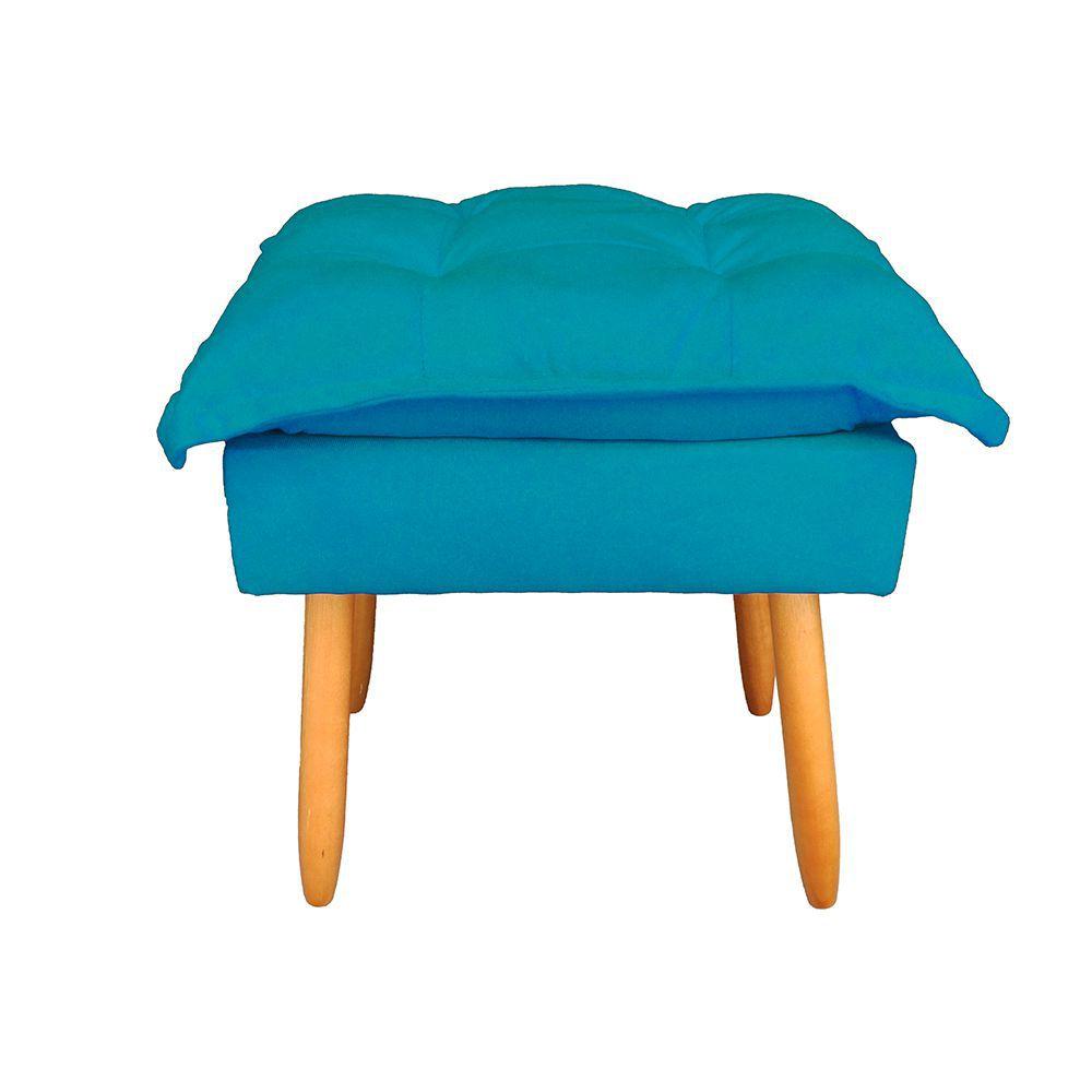 Puff Retangular Suede Opala Com Pés Palito Turqueza - Romer - Puffs ...