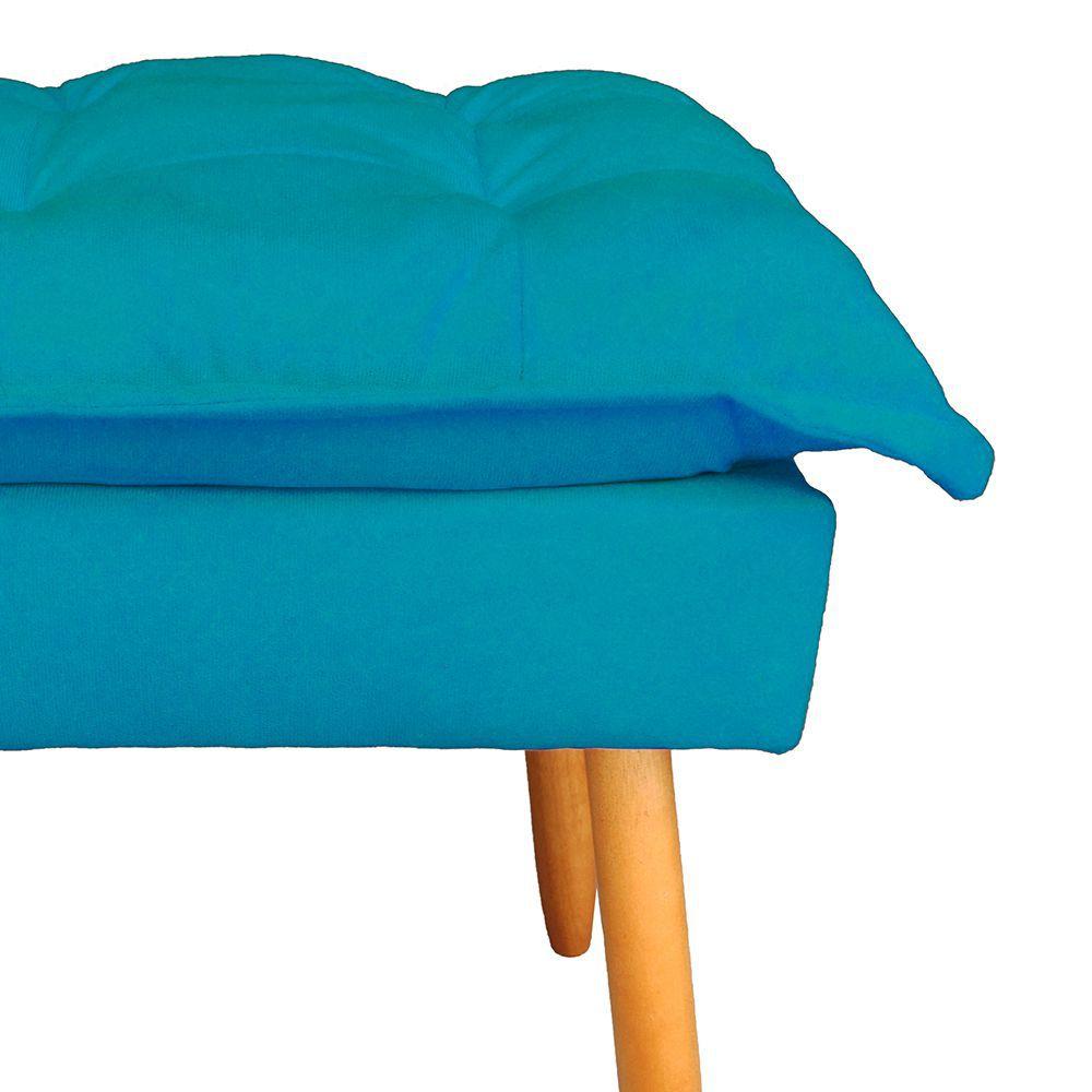 Puff Retangular Suede Opala Com Pés Palito Turqueza - Romer - Puffs ...