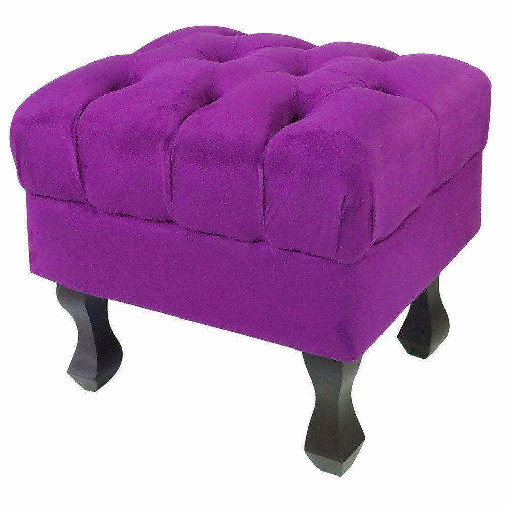 Puff Retrô Luis XV Capitonê Suede Roxo - D'Rossi - Puffs - Magazine Luiza