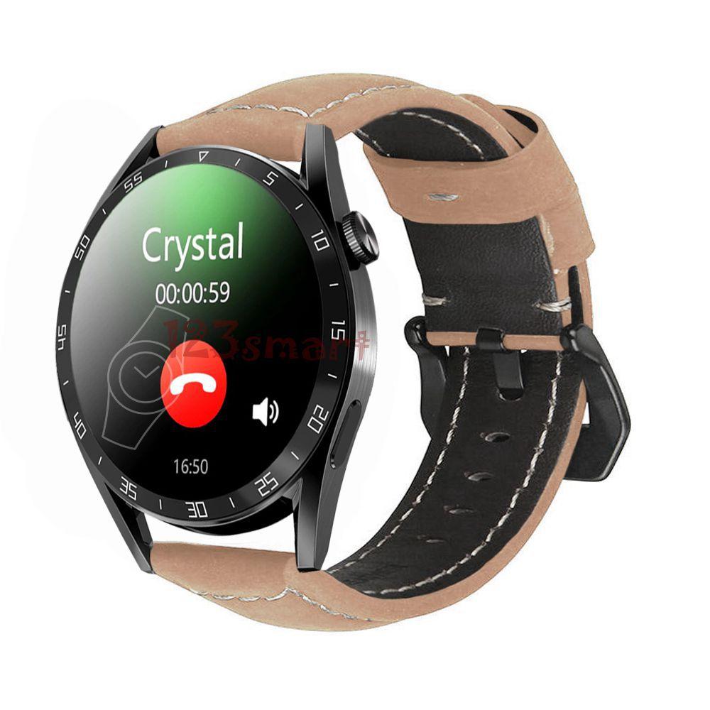 Pulseira de Couro para Smartwatch GT3 46mm - Bege - 123Smart - Pulseira ...