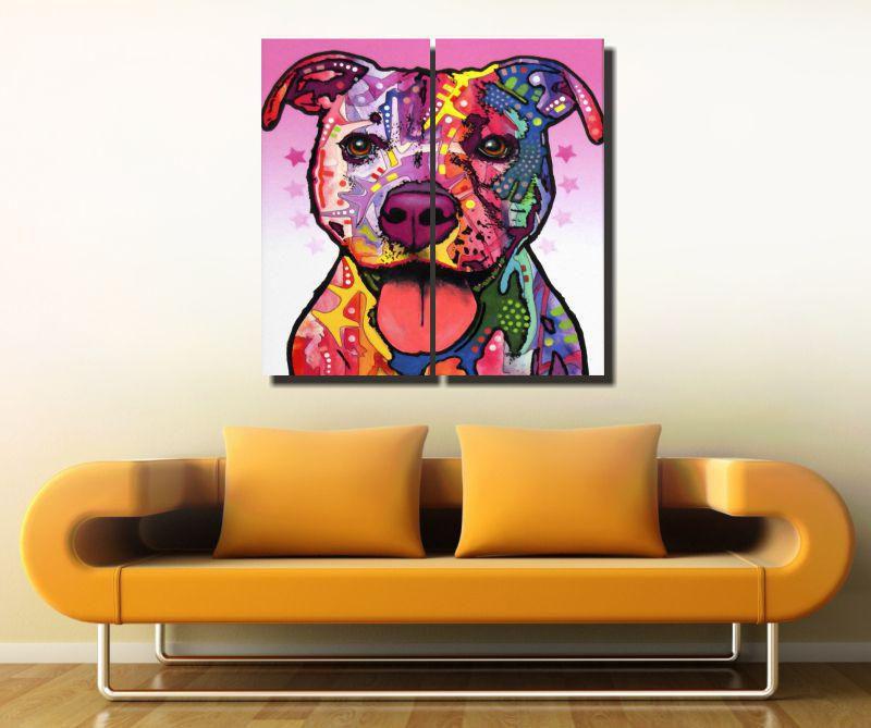 Quadro Cachorro Pitbull Moderno 2 Peças - Arte quadro - Quadro ...