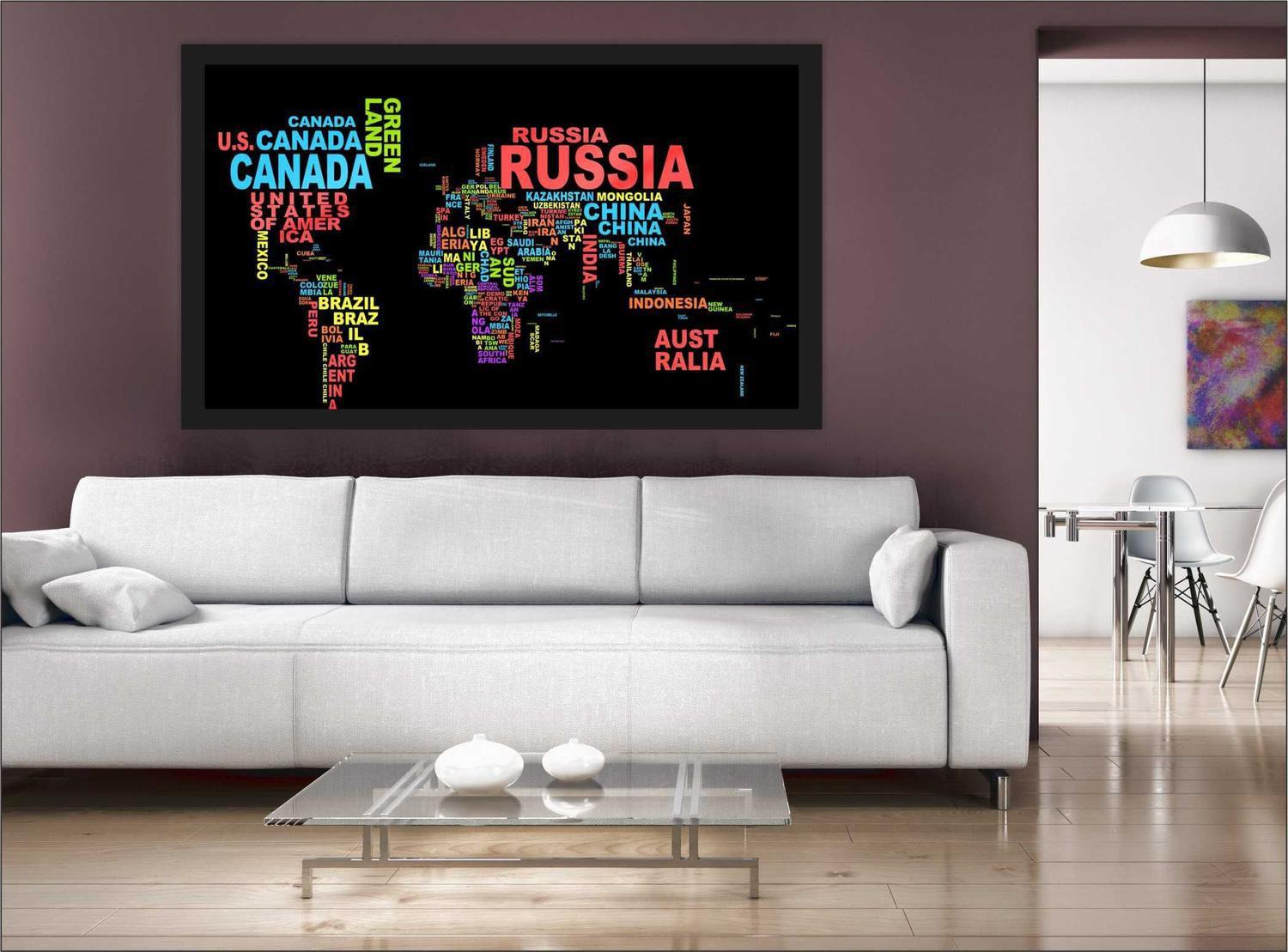 Quadro Decorativo Mapa Mundo Países Continentes Com Moldura T01 - Vital ...