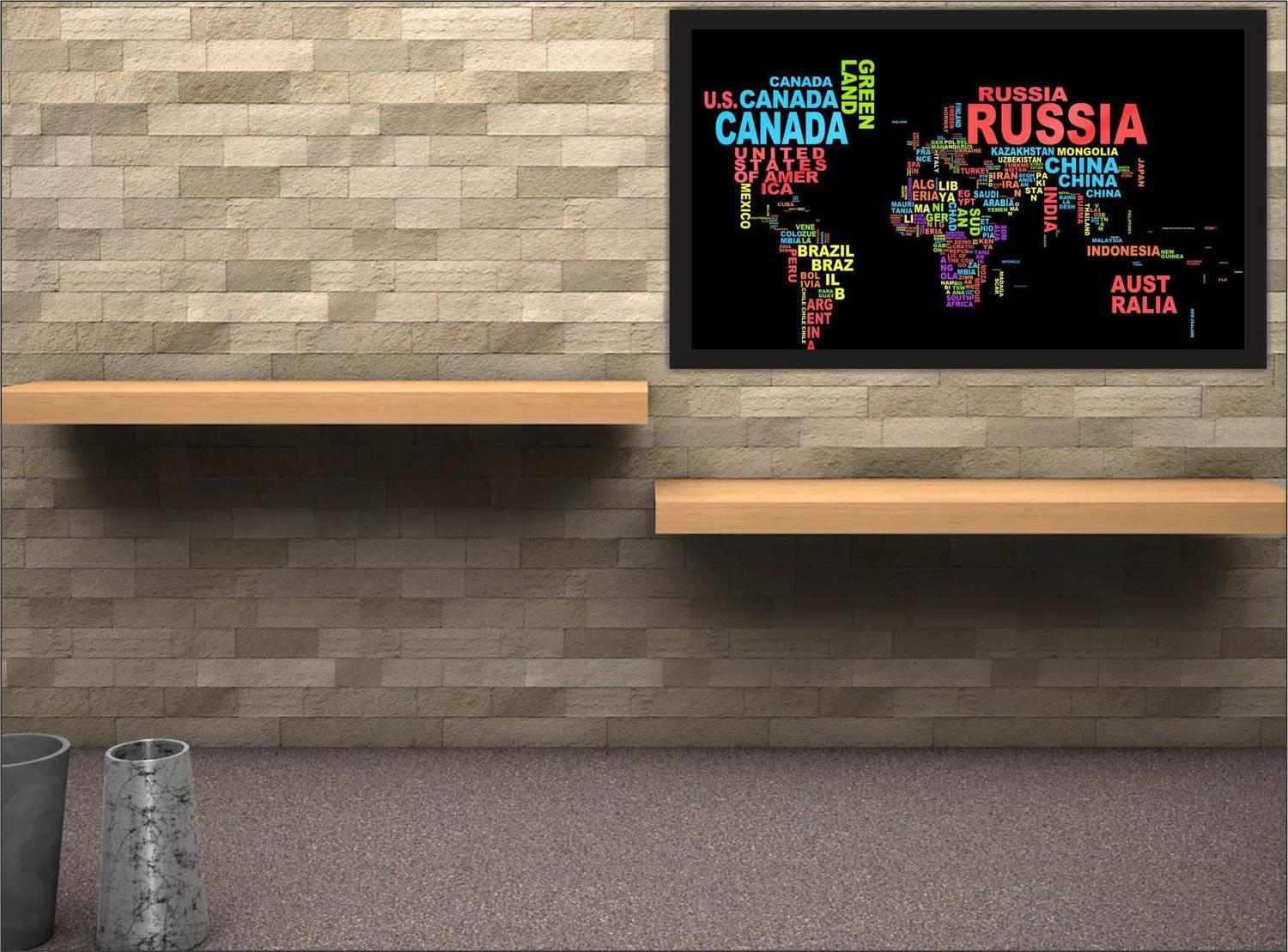 Quadro Decorativo Mapa Mundo Países Continentes Com Moldura T01 - Vital ...