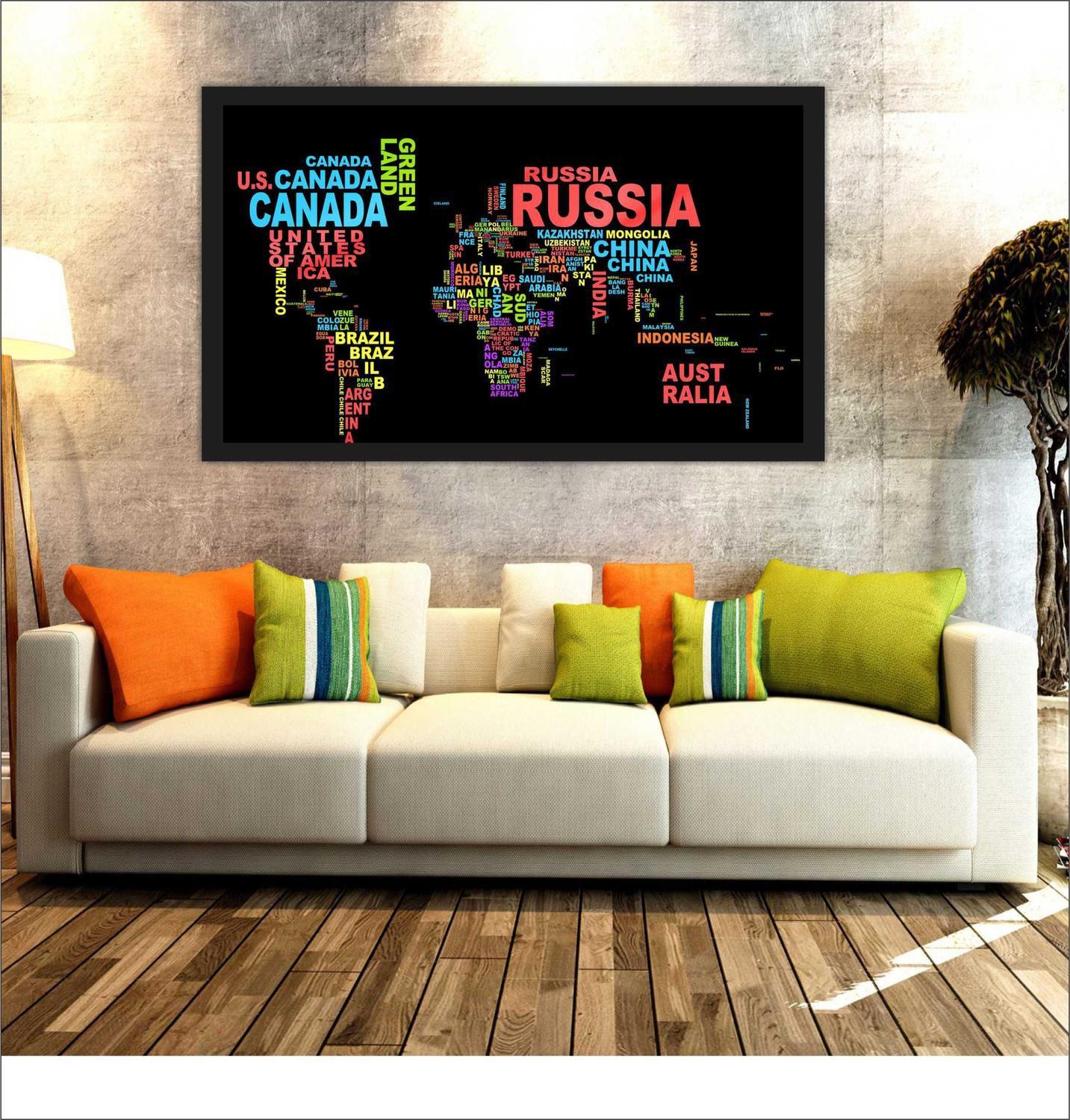Quadro Decorativo Mapa Mundo Países Continentes Com Moldura T01 - Vital ...