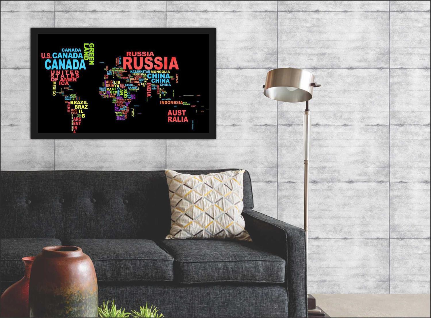 Quadro Decorativo Mapa Mundo Países Continentes Com Moldura T01 - Vital ...