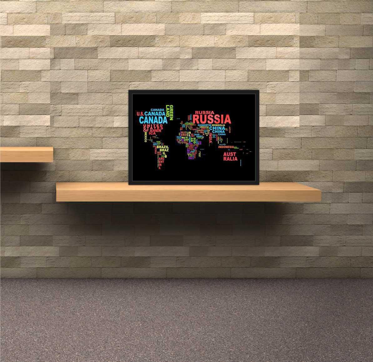 Quadro Decorativo Mapas Mundo Países Continentes Decorações Com Moldura ...