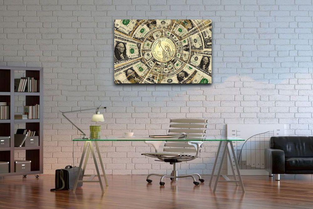 Quadro Decorativo Sala Circulo Notas Dolar Americanos - Podium - Quadro ...