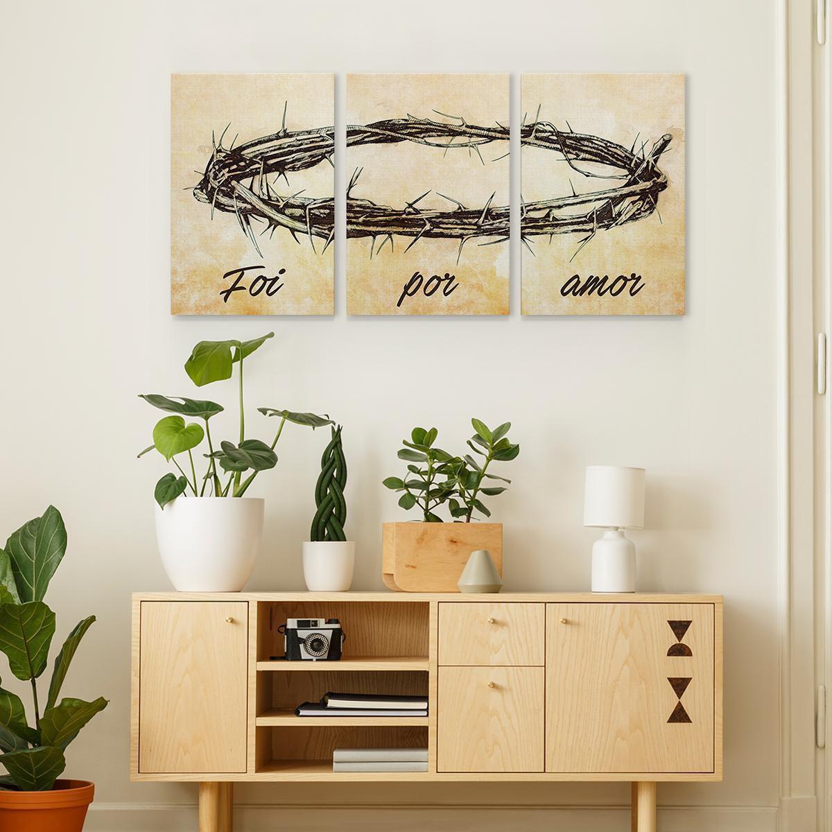 Quadro Foi Por Amor Coroa De Espinhos Jesus Religioso Sala - Bimper ...