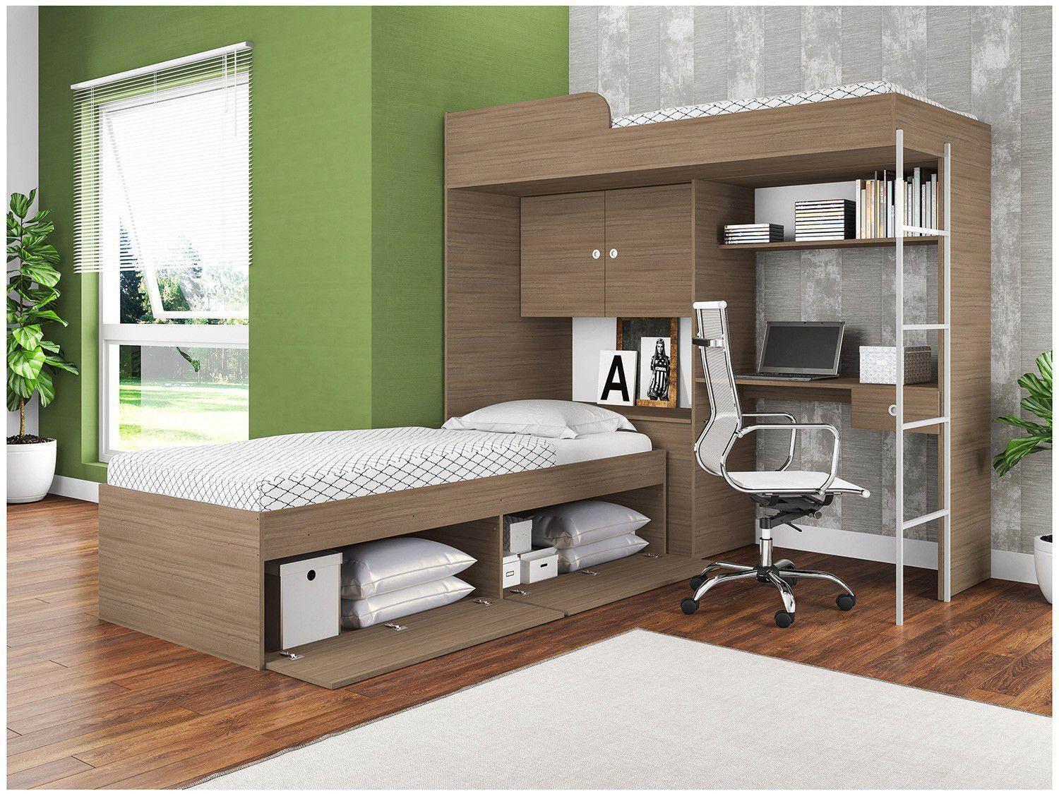 Quarto Completo Solteiro Art In Móveis - Tókio - Quarto Completo ...