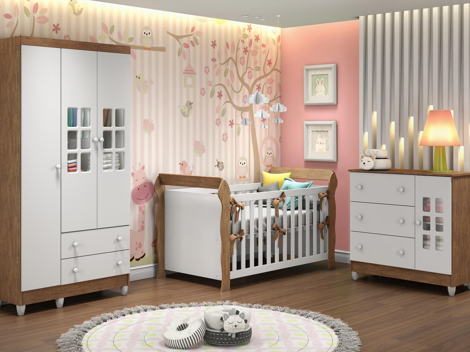 Quarto de Bebê Completo com Berço + Guarda-Roupa - e Cômoda Carolina ...