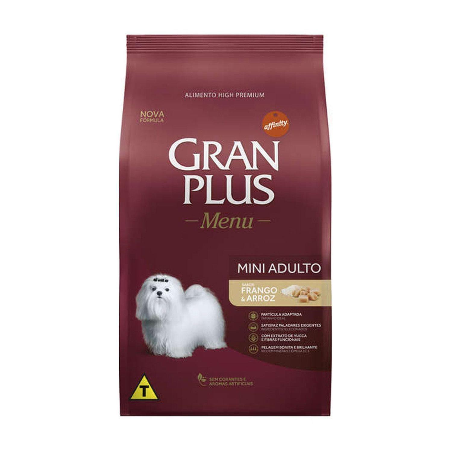 Ração Gran Plus Menu Cães Adultos Raças Pequenas e Mini Frango/Arroz ...