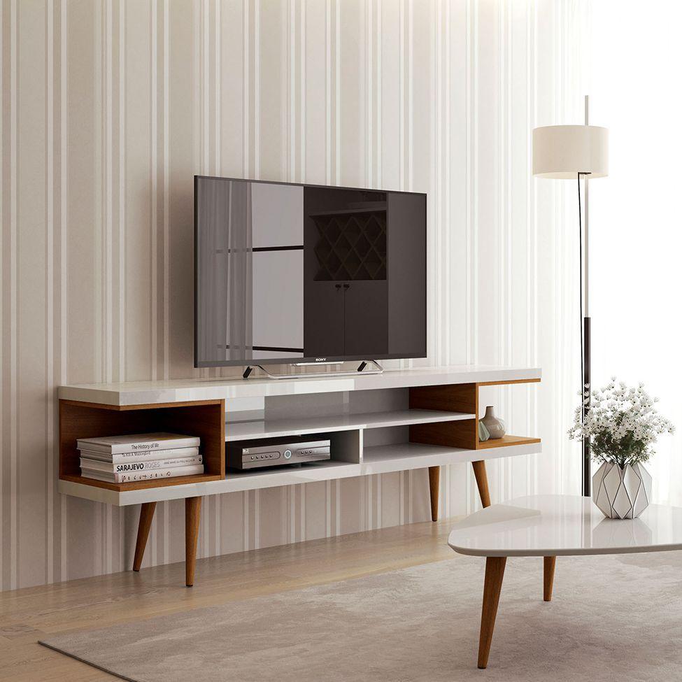 Rack AXEL Branco Gloss e Natural 180 cm - Mobly - Rack - Magazine Luiza
