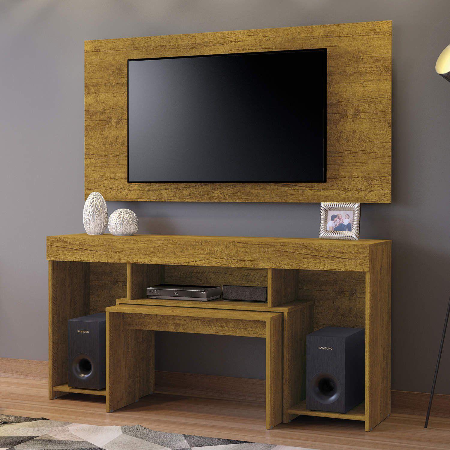 Rack com Mesa Embutida e Painel para TV até 55 Polegadas Ravena Siena ...