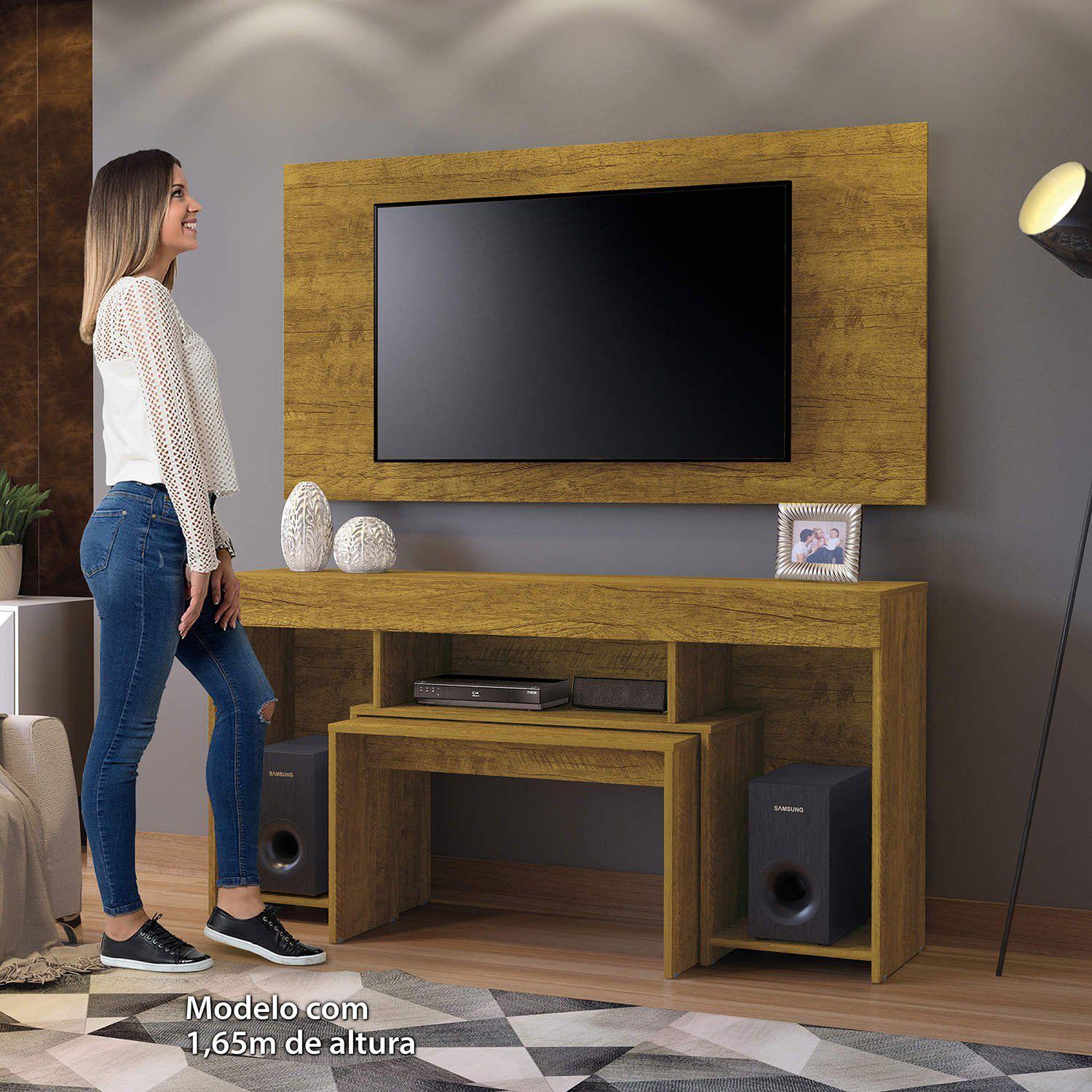 Rack com Mesa Embutida e Painel para TV até 55 Polegadas Ravena Siena ...