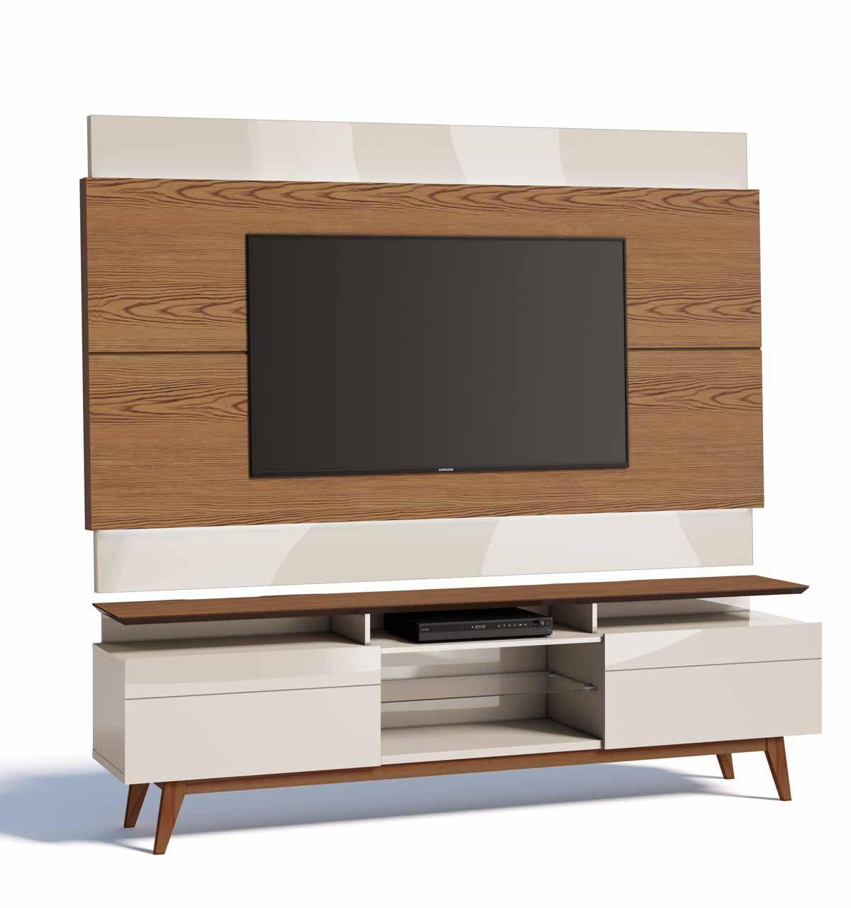 Rack com Painel Classic +2G 2.2 Freijó com Off White - Imcal Móveis ...