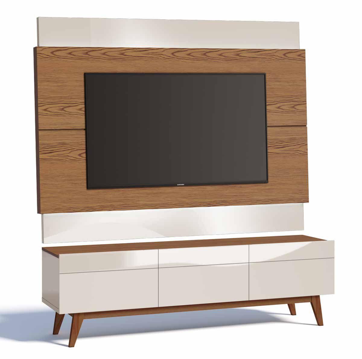 Rack com Painel Classic 3G 1.8 Freijó com Off White - Imcal Móveis ...