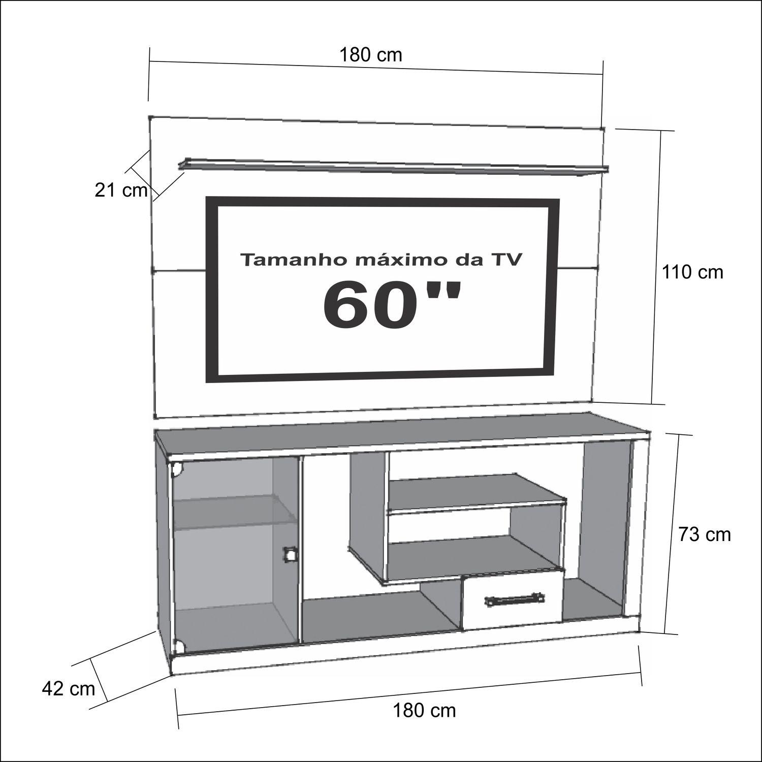 Rack com Painel para TV até 60 Polegadas Luxo 5600 JB Bechara Branco ...