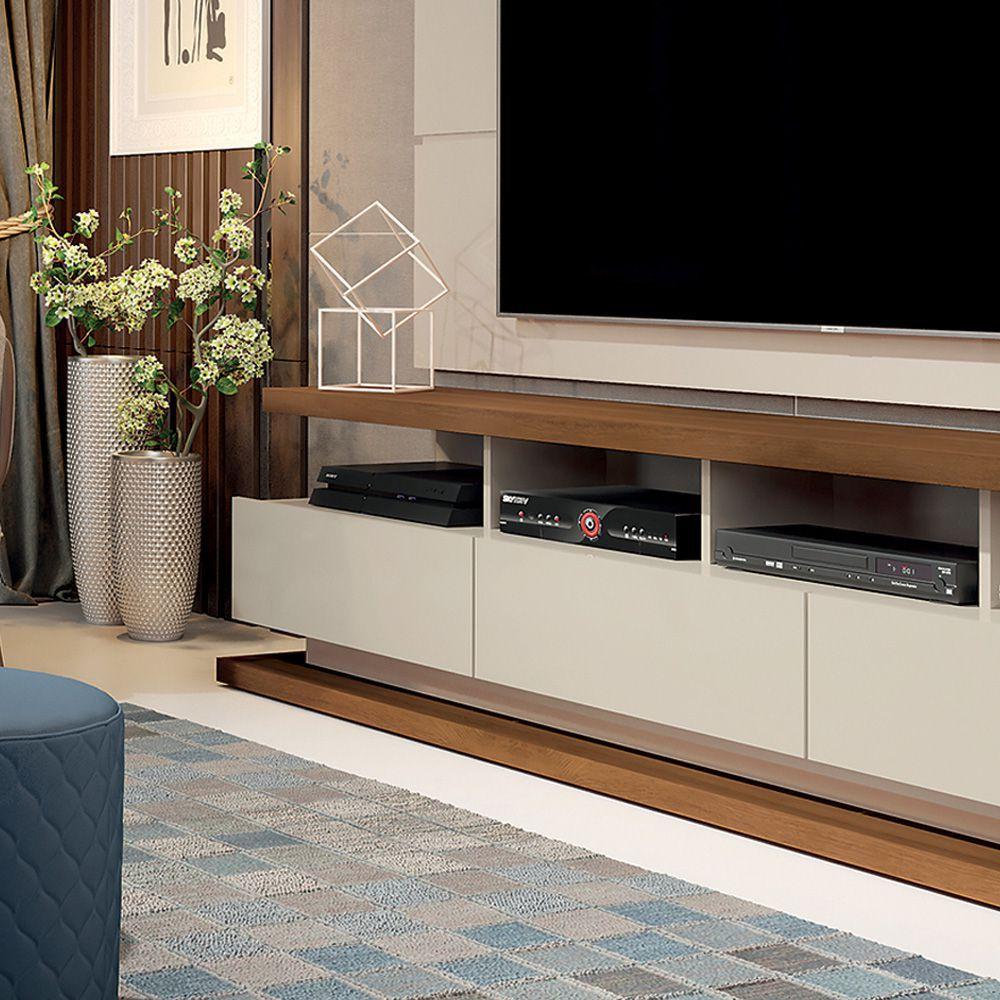 Rack com Painel para Tvs Até 70 Polegadas Vivare Off White com Freijó ...