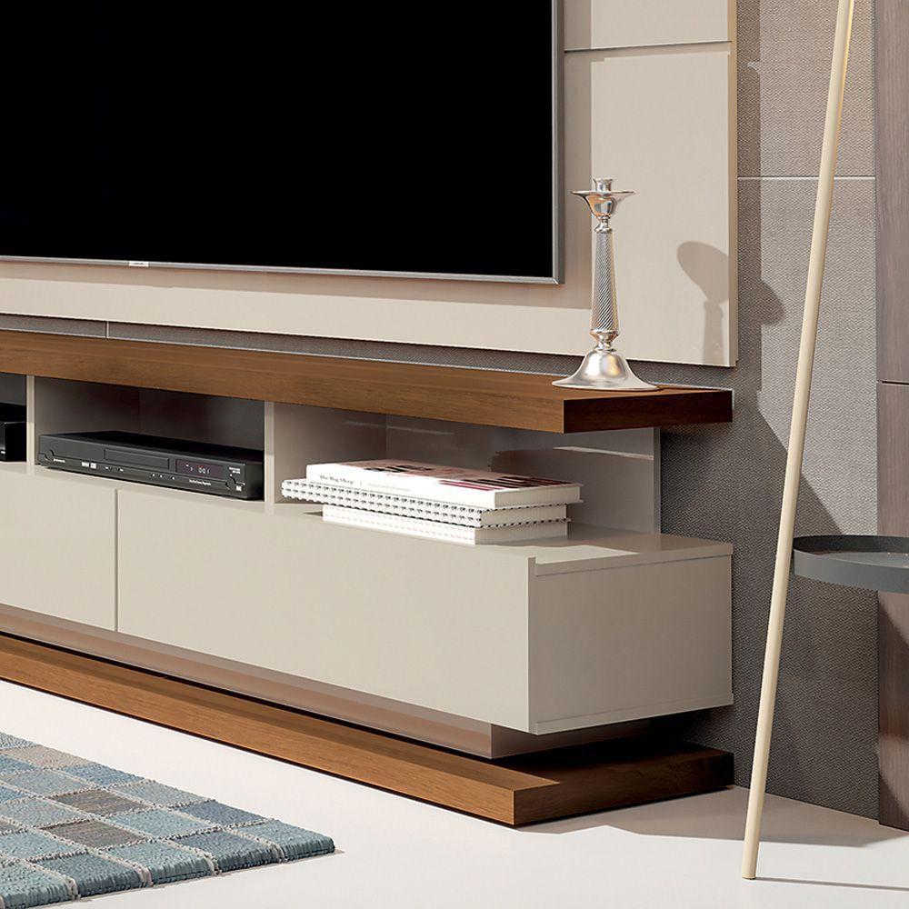 Rack com Painel para Tvs Até 70 Polegadas Vivare Off White com Freijó ...