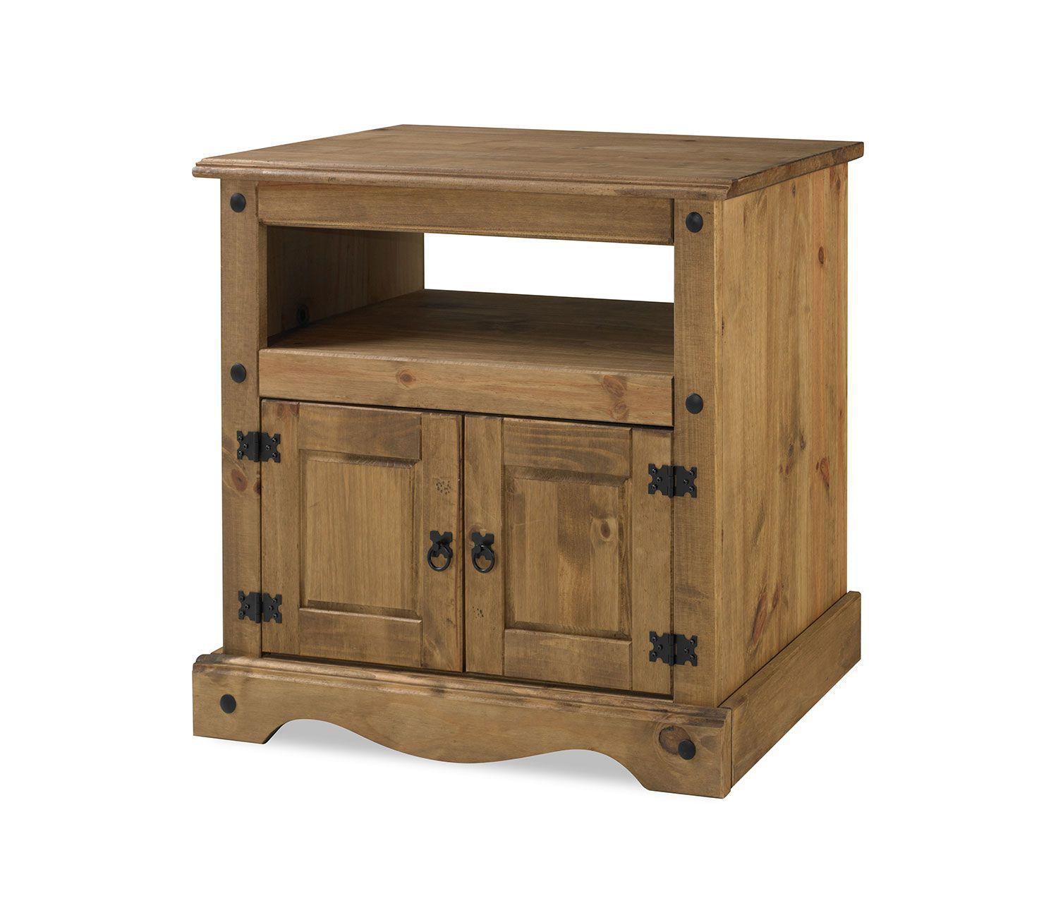 Rack de Madeira Maciça Rústica 2 Portas - Cera Mel - Wilfama - Rack ...