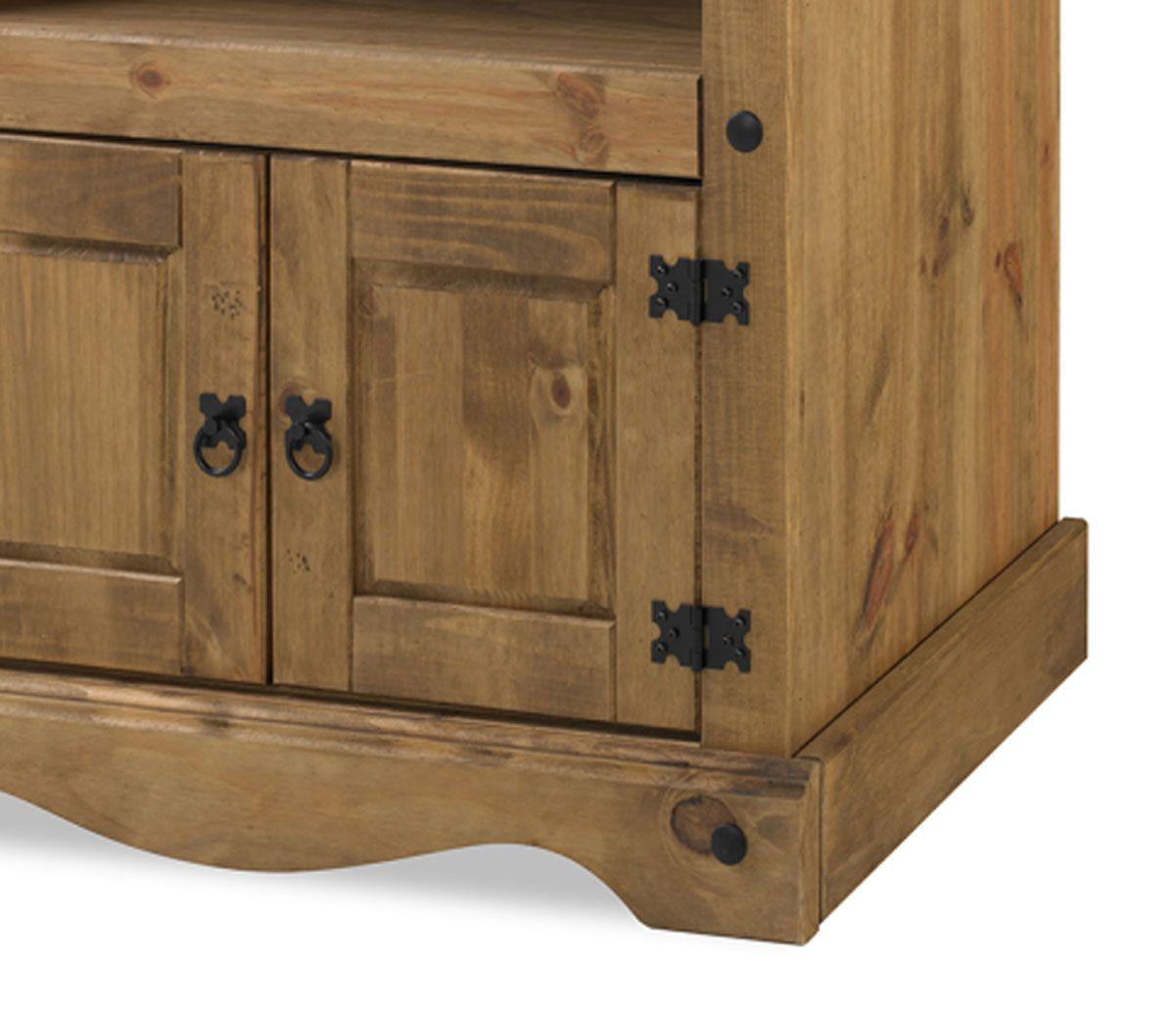 Rack de Madeira Maciça Rústica 2 Portas - Cera Mel - Wilfama - Rack ...