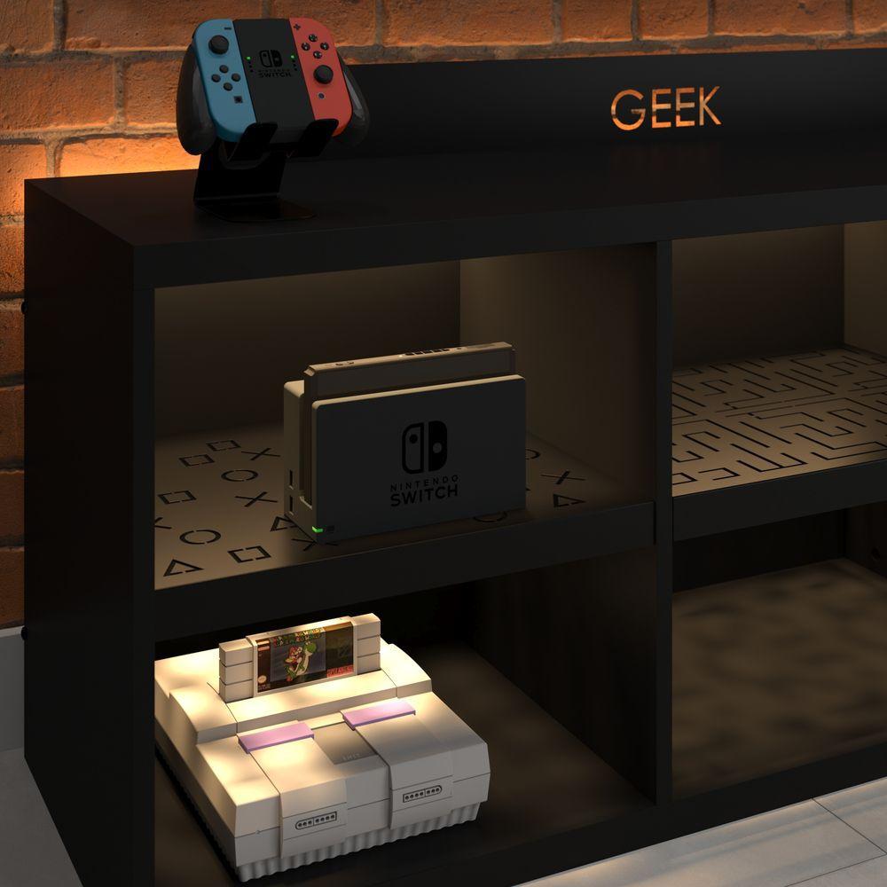 Rack Estante Bancada Gamer Geek Preto Com Led Incluso - E-LED BRASIL ...
