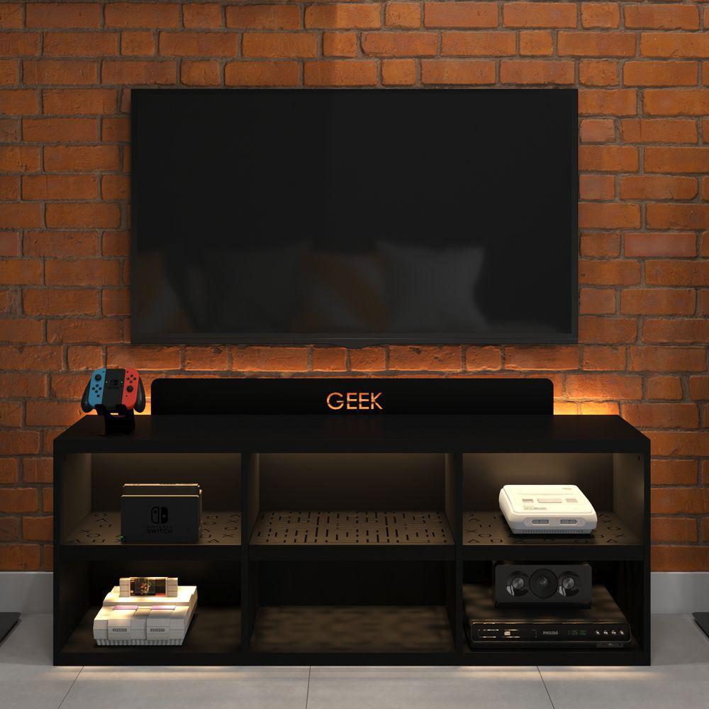 Rack Estante Bancada Gamer Geek Preto Com Led Incluso - E-LED BRASIL ...