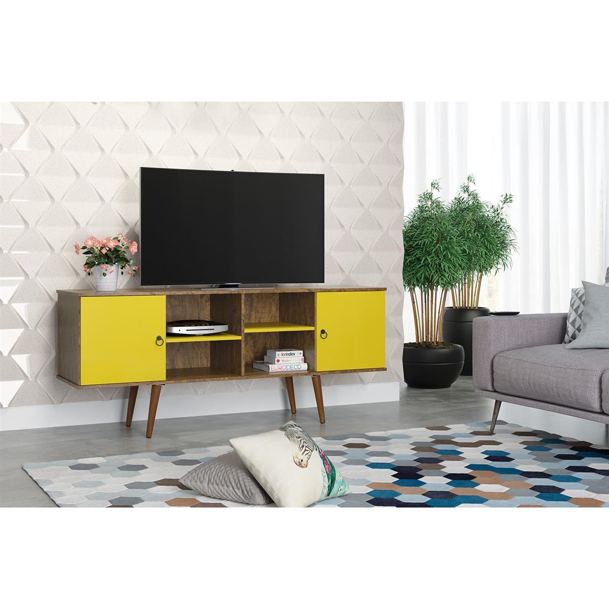 Rack Estrela 2 Portas Demolição E Amarelo Patrimar Móveis - Rack ...