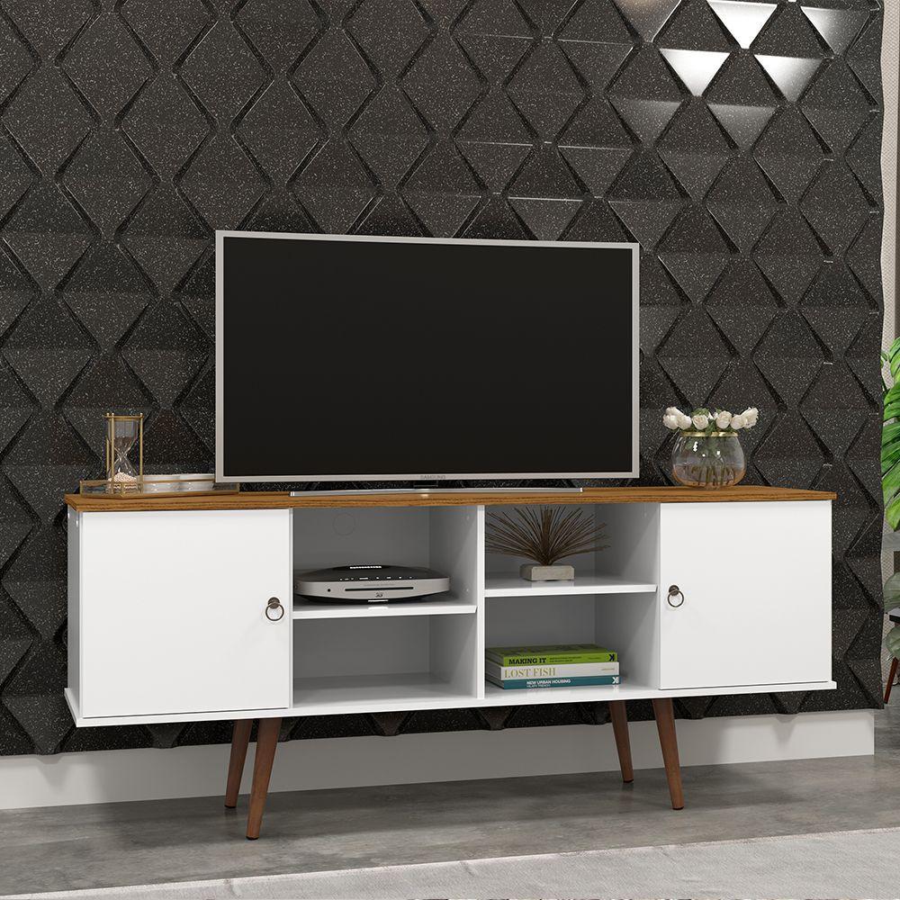 Rack Estrela Branco Acetinado/Cumaru - Patrimar Móveis - Rack ...