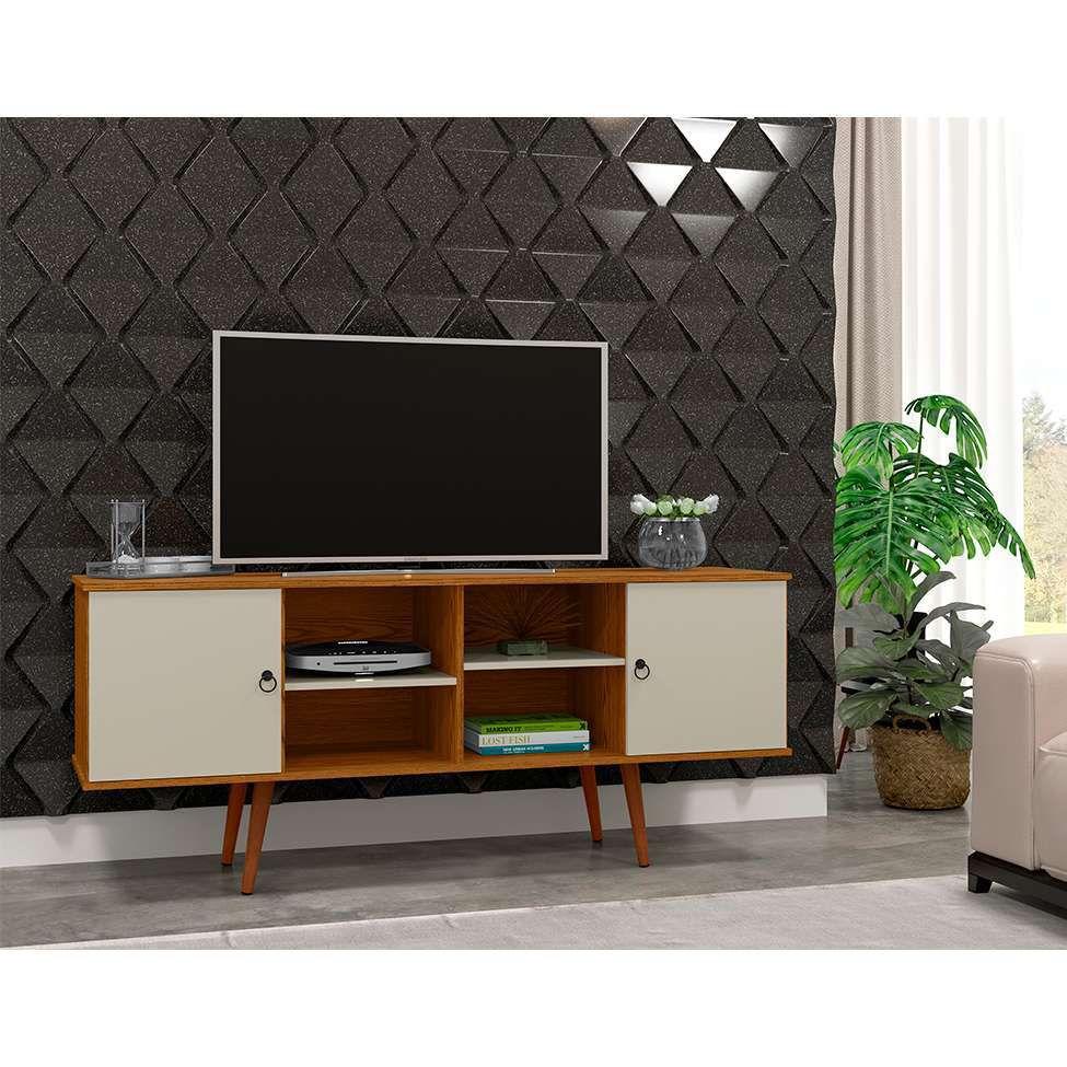 Rack Estrela Cumaru e Off White 160 cm - Patrimar - Rack - Magazine Luiza