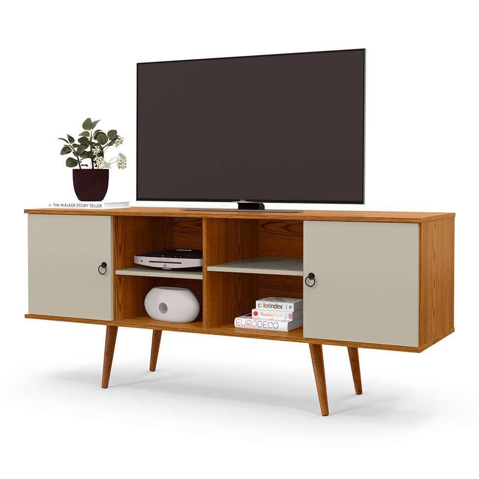 Rack Estrela Cumaru e Off White 160 cm - Patrimar - Rack - Magazine Luiza