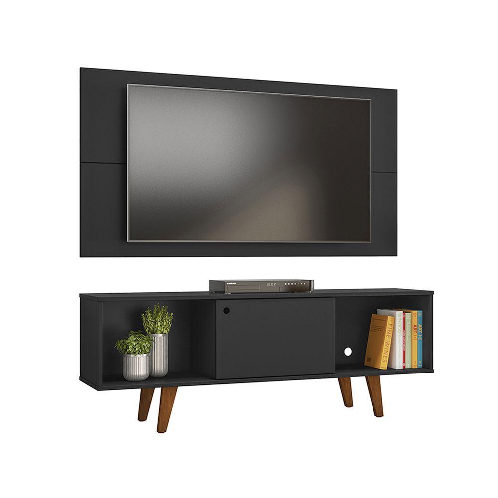 Rack Painel Tv 43 Polegadas Salah Preto - OLIVAR MóVEIS - Rack com Painel - Magazine Luiza