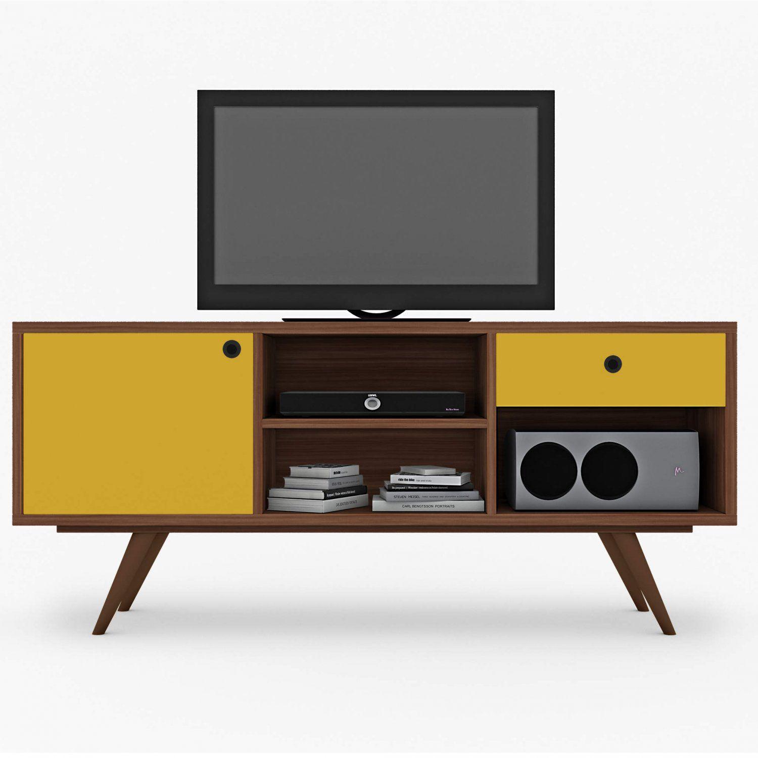 Rack para TV até 55 Polegadas 1 Porta 1 Gaveta Retrô Slim Siena Móveis ...