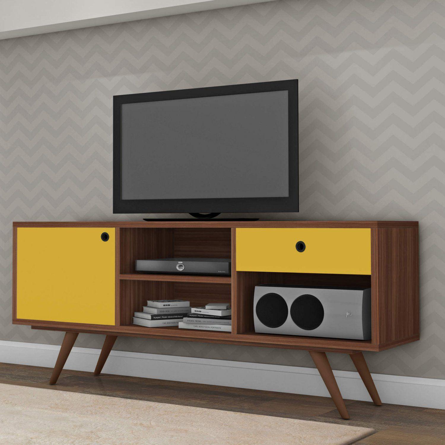 Rack para TV até 55 Polegadas 1 Porta 1 Gaveta Retrô Slim Siena Móveis ...